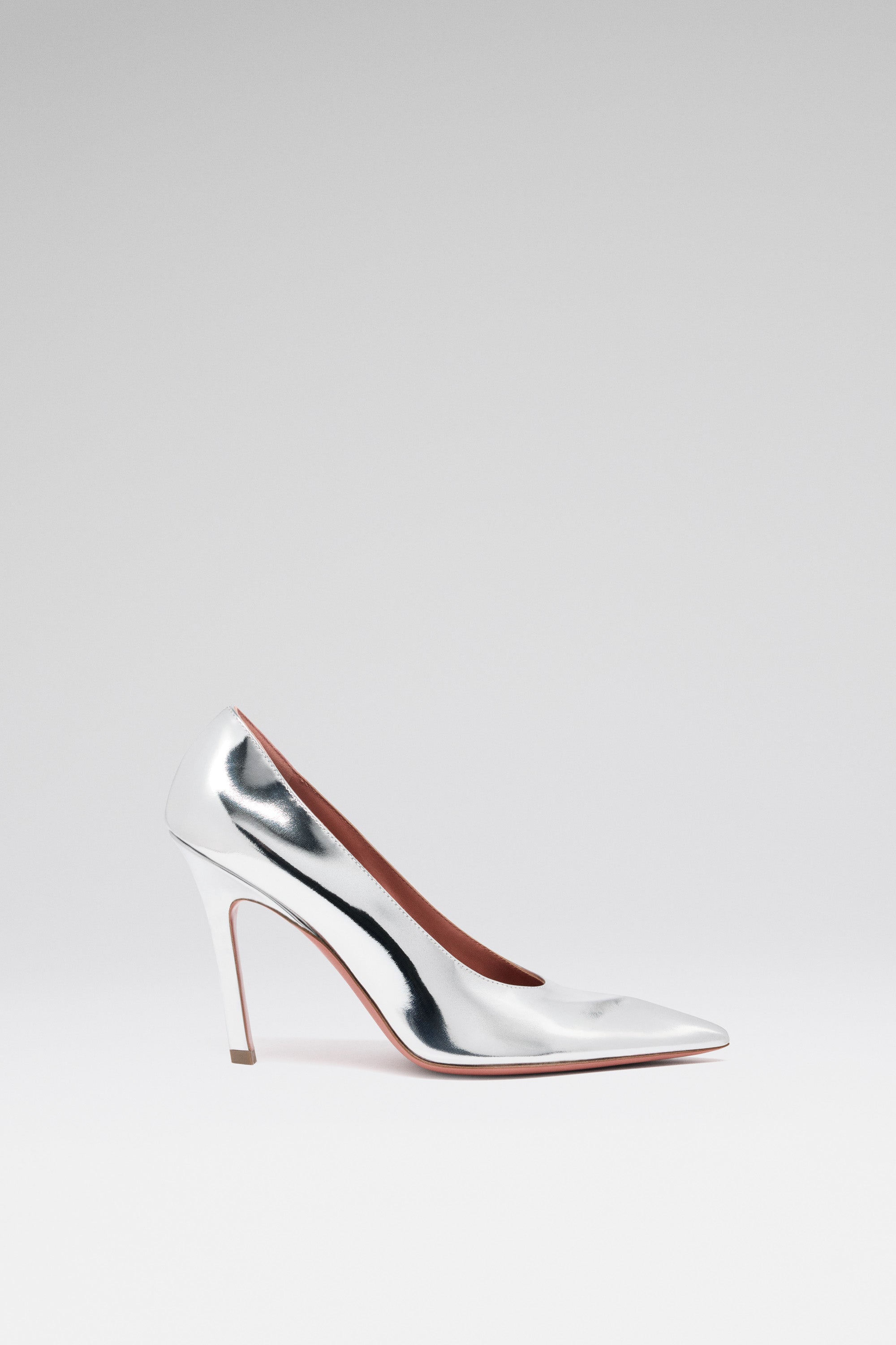 Christine 100 Silver Mirror Pumps | Amina Muaddi Luxury Shoes For Women