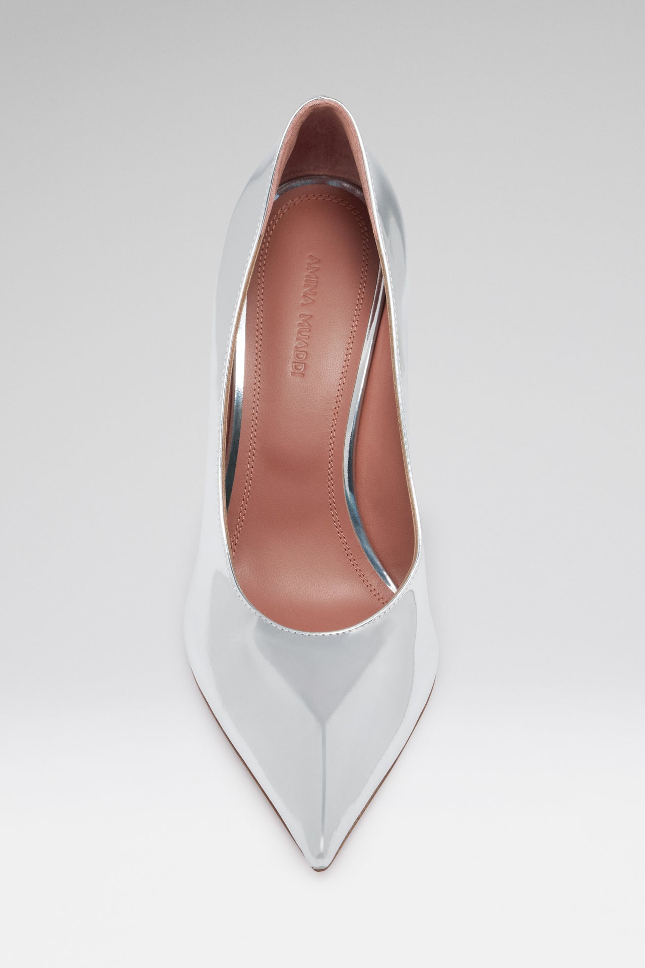 Christine 100 Silver Mirror Pumps | Amina Muaddi Luxury Shoes For Women