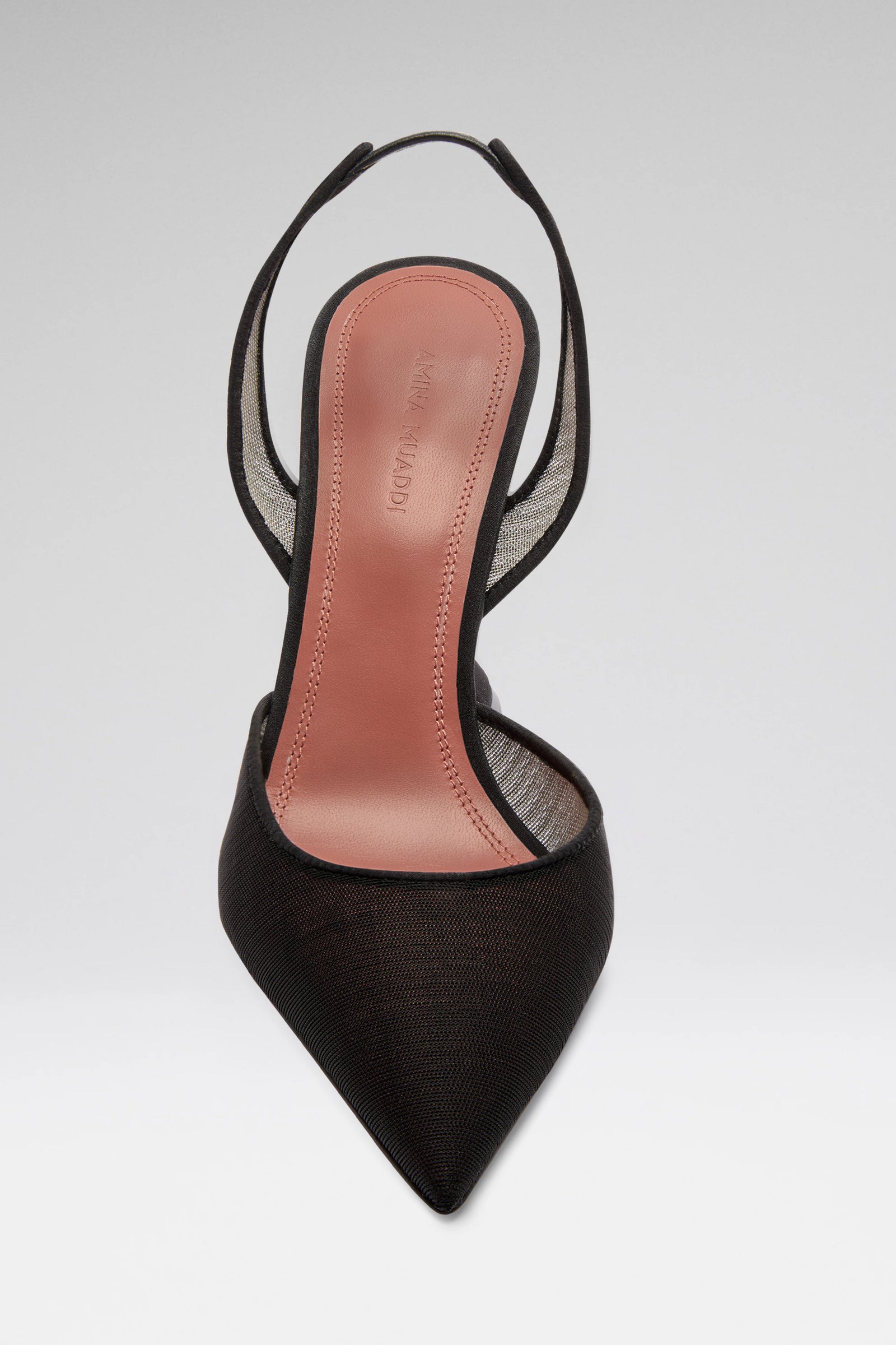 Holli Black Mesh Slingbacks | Amina Muaddi Luxury Shoes