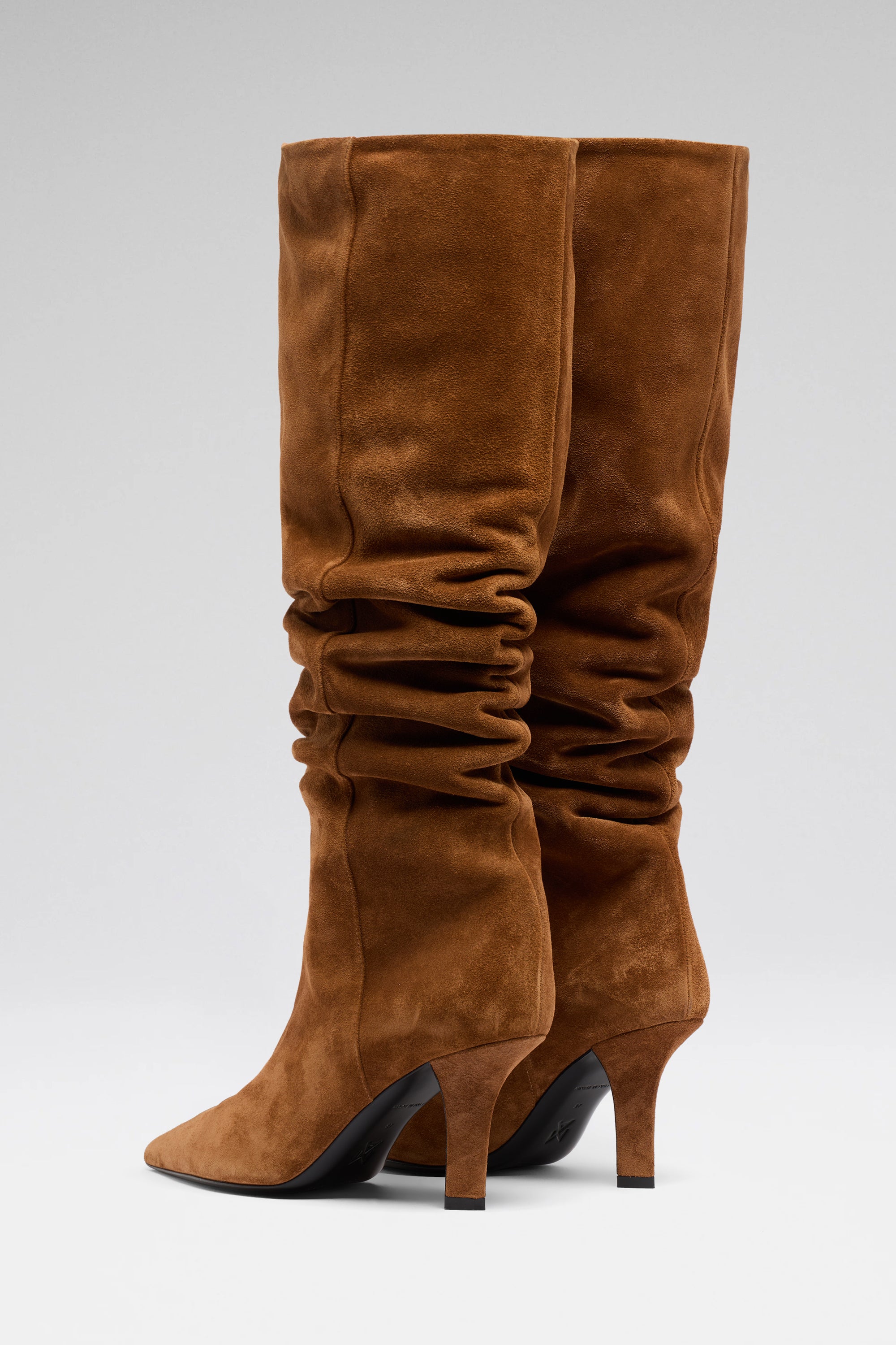 Christine Slouch 80 Cognac Crosta Boots | Amina Muaddi Luxury Shoes