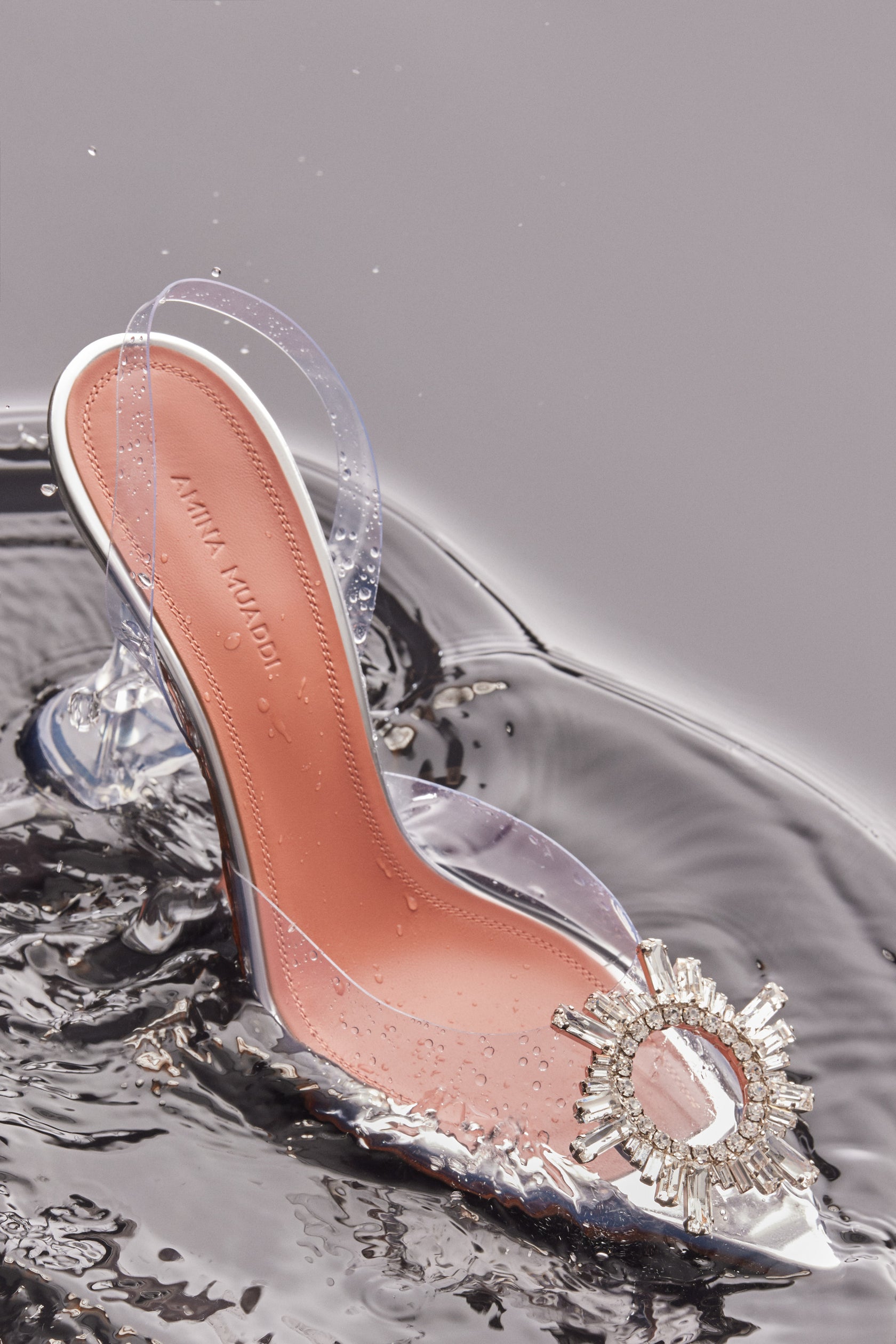 Begum Glass Slingbacks 95 Transparent PVC | Amina Muaddi Luxury Shoes
