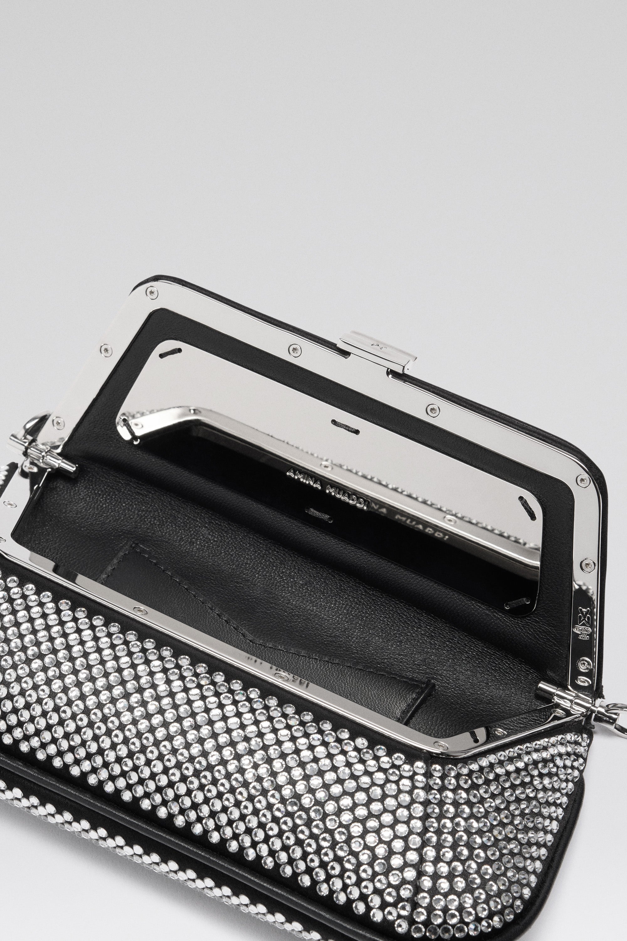 Ami Mini Crystal Black Satin And White Crystals